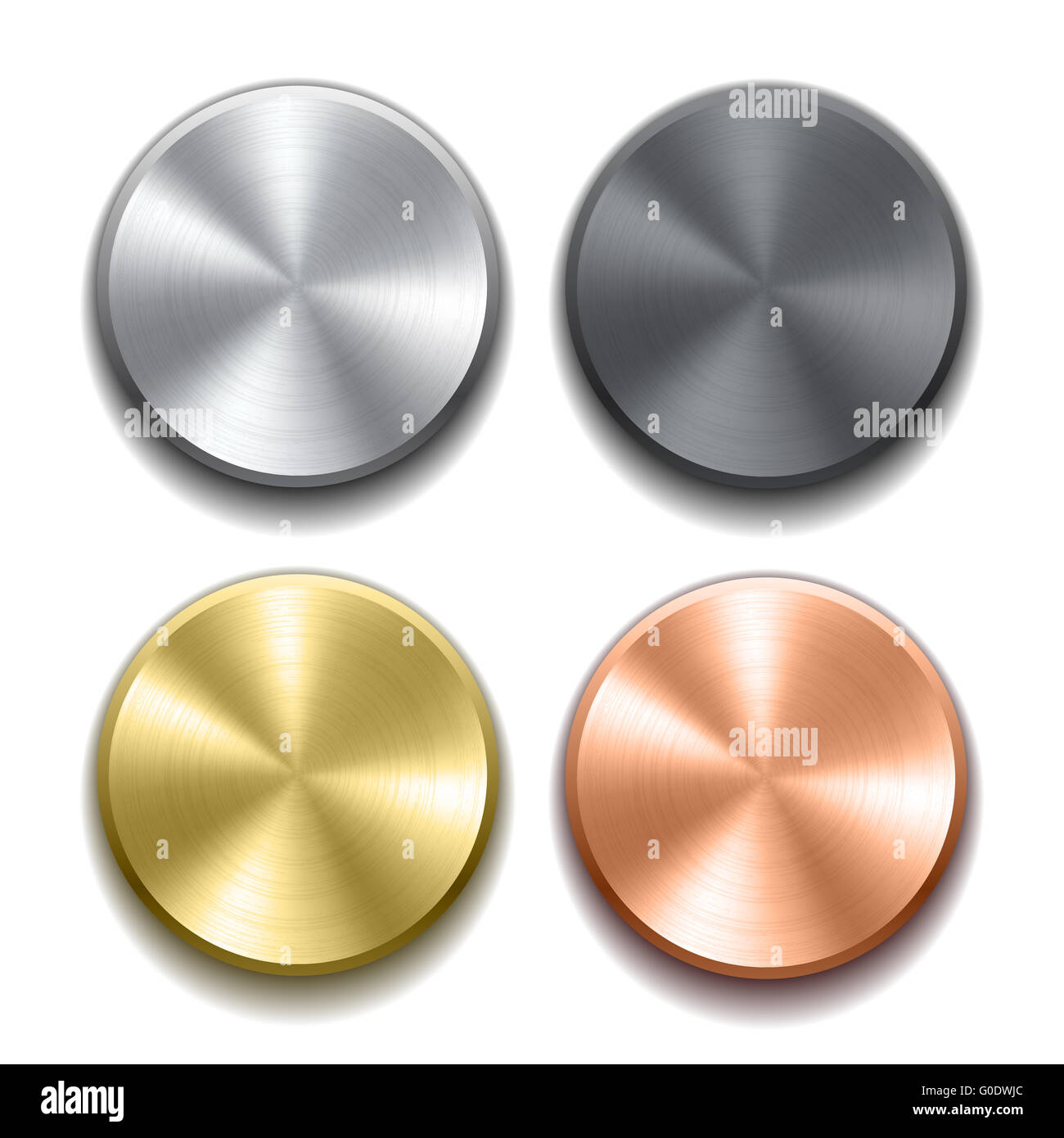 Realistic metal buttons Stock Photo - Alamy