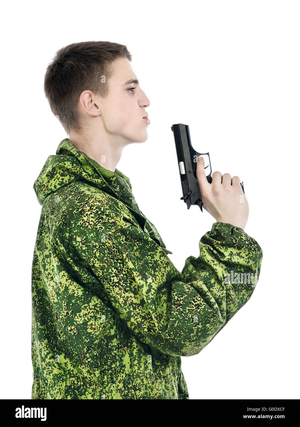 Military Man With Gun Stock Photo - Alamy