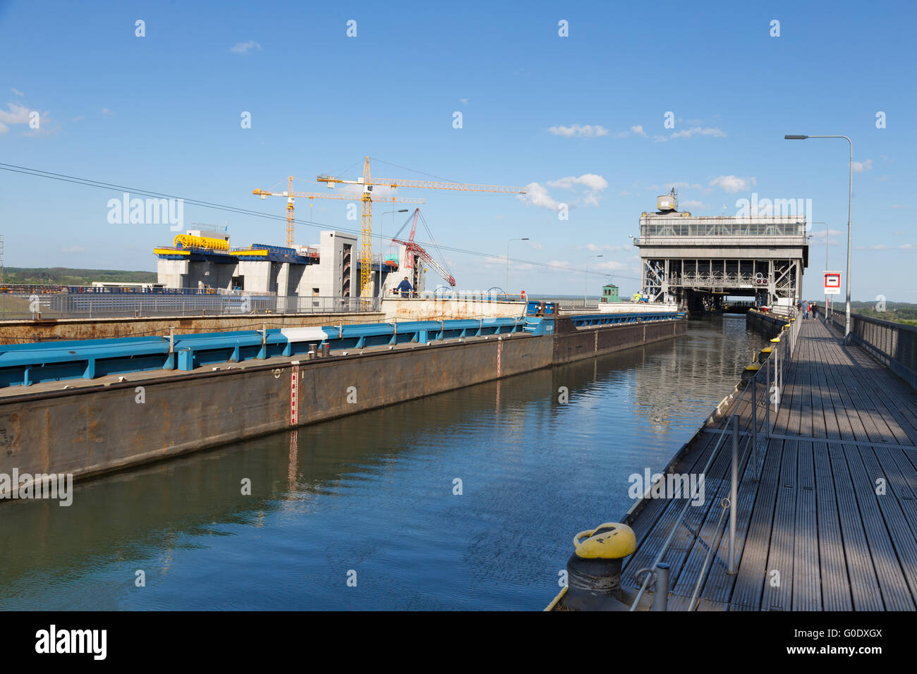 Ship in canal Stock Photo - Alamy