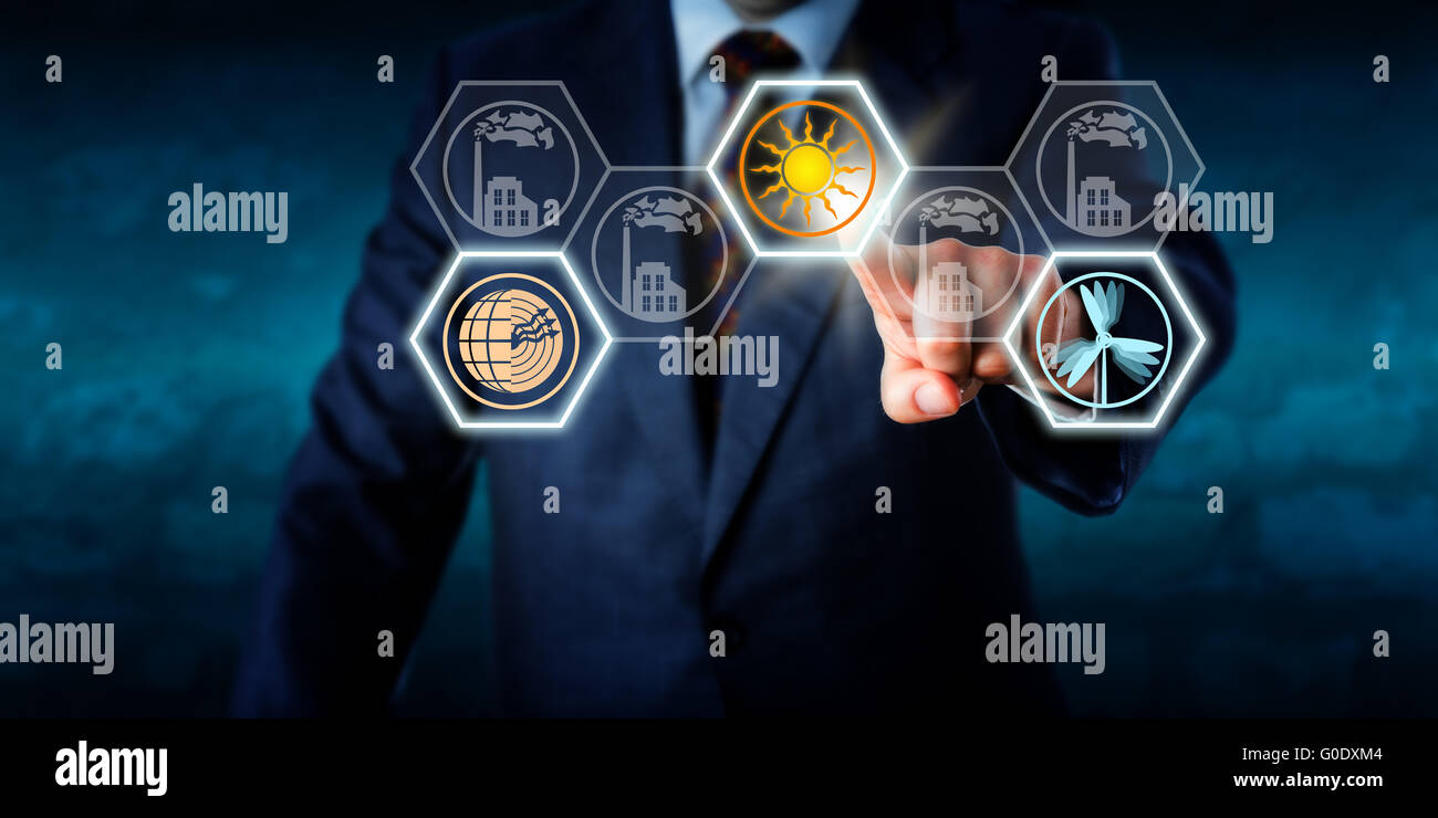 Touching Solar Energy At Heart Of Energy Turn Stock Photo - Alamy