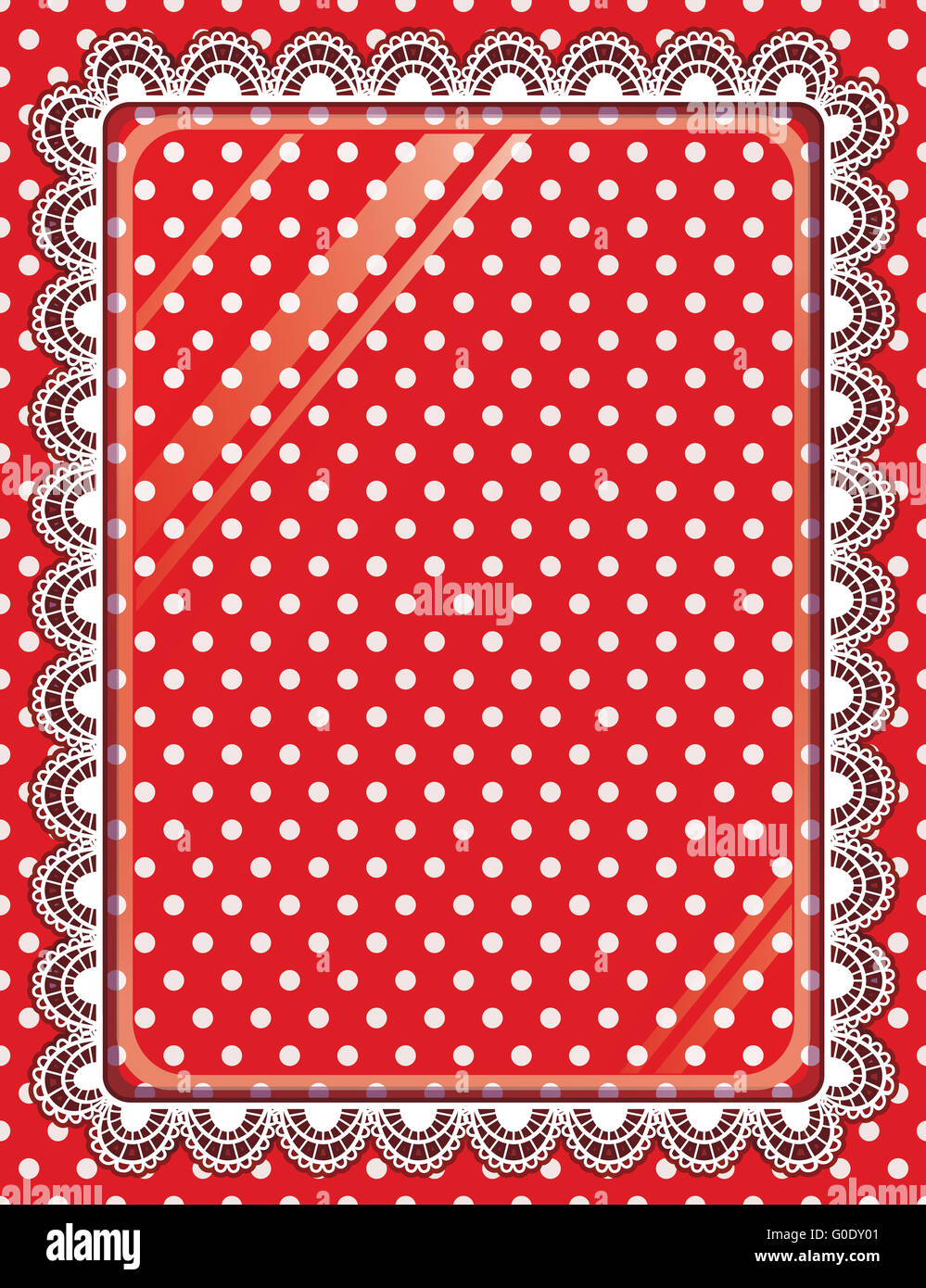 Lace frame with glass on the background polka dots Stock Photo - Alamy
