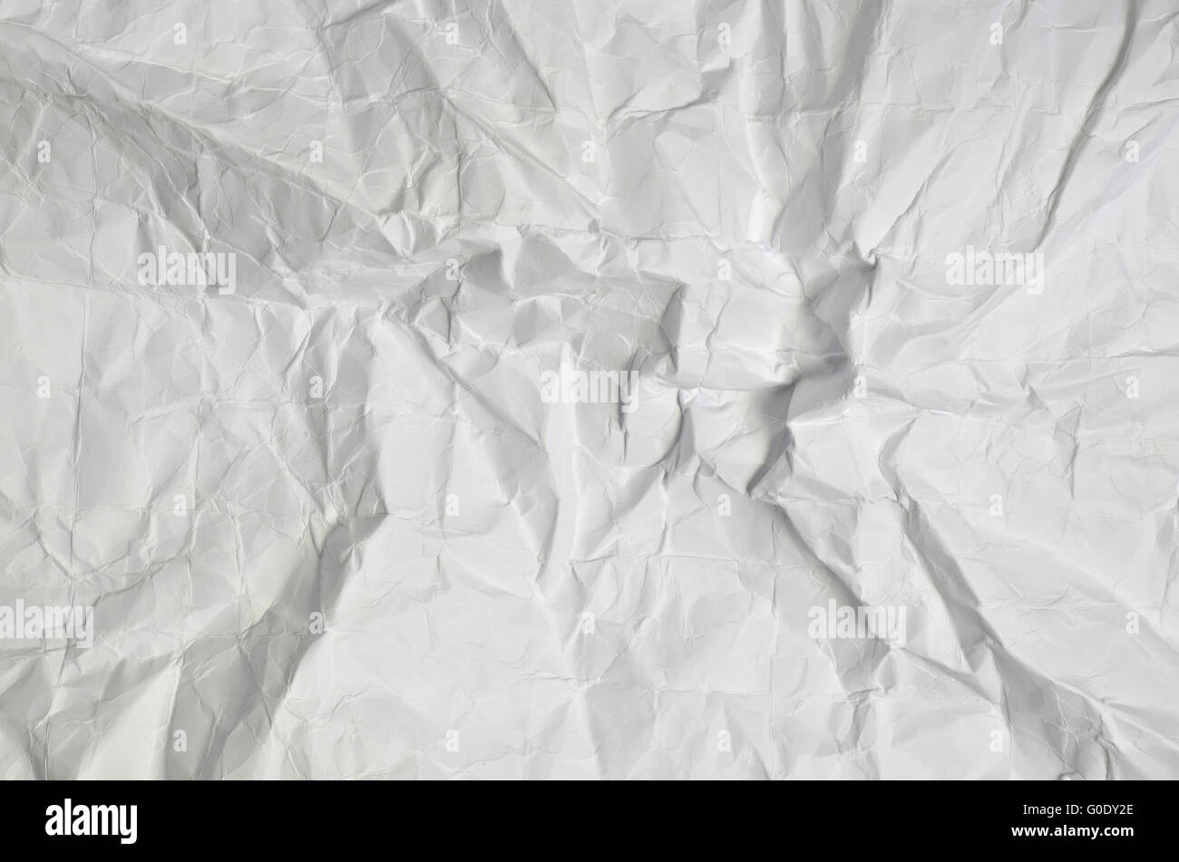 Close up of a creased, white paper texture, full frame, horizontal ...