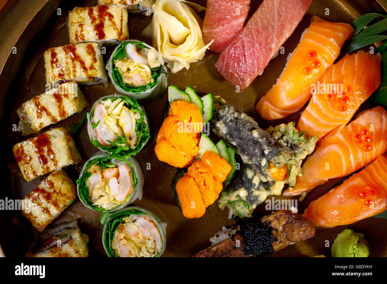 fresh sushi choice combination assortment selection Stock Photo - Alamy