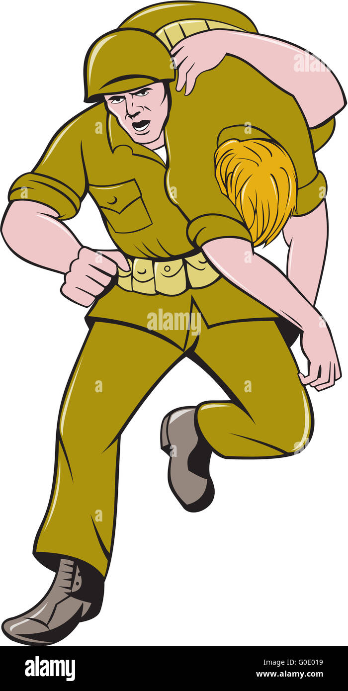 World War Two American Soldier Carry Wounded Comrade Stock Photo - Alamy