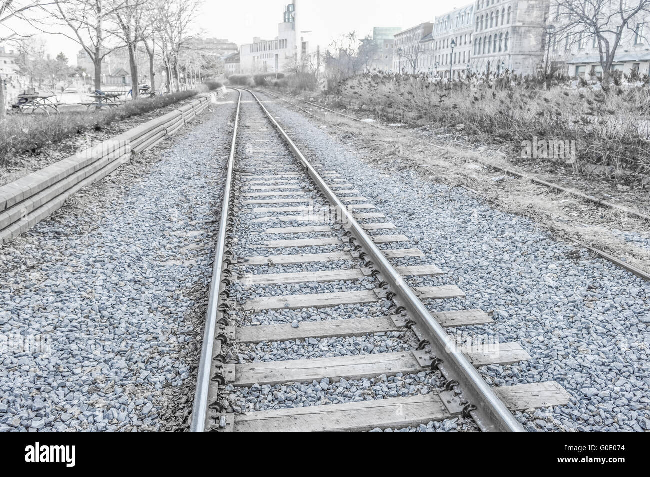 Old rail road in Old Port of Montreal, Canada Stock Photo - Alamy