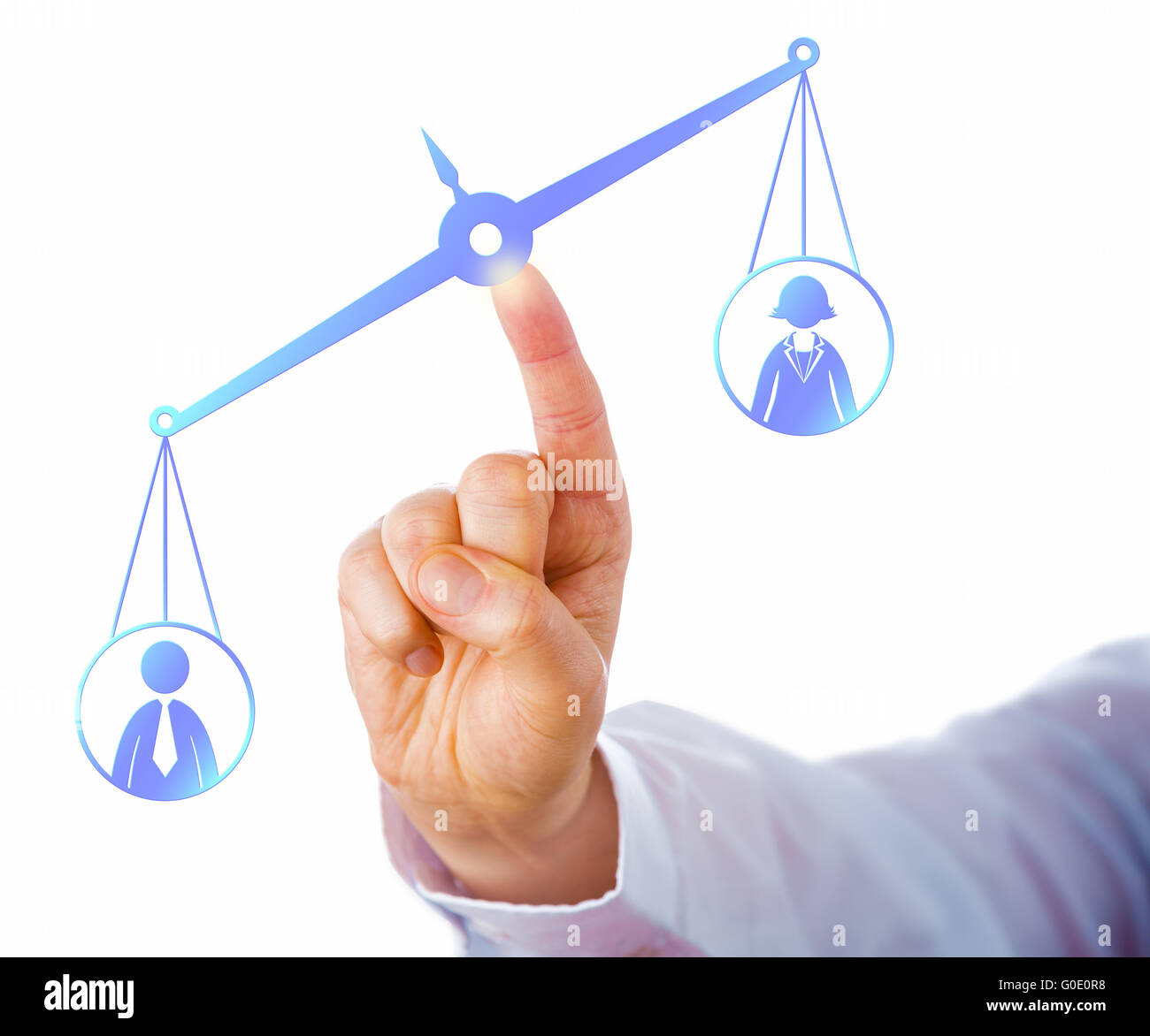 Favoring A Male Worker Over A Female Employee Stock Photo - Alamy