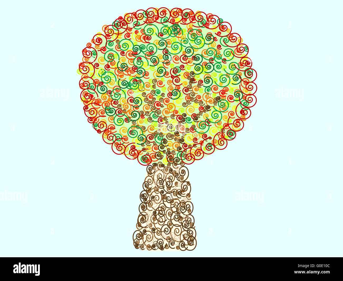 Colorful Tree pattern spiral decorative foliage Stock Photo - Alamy