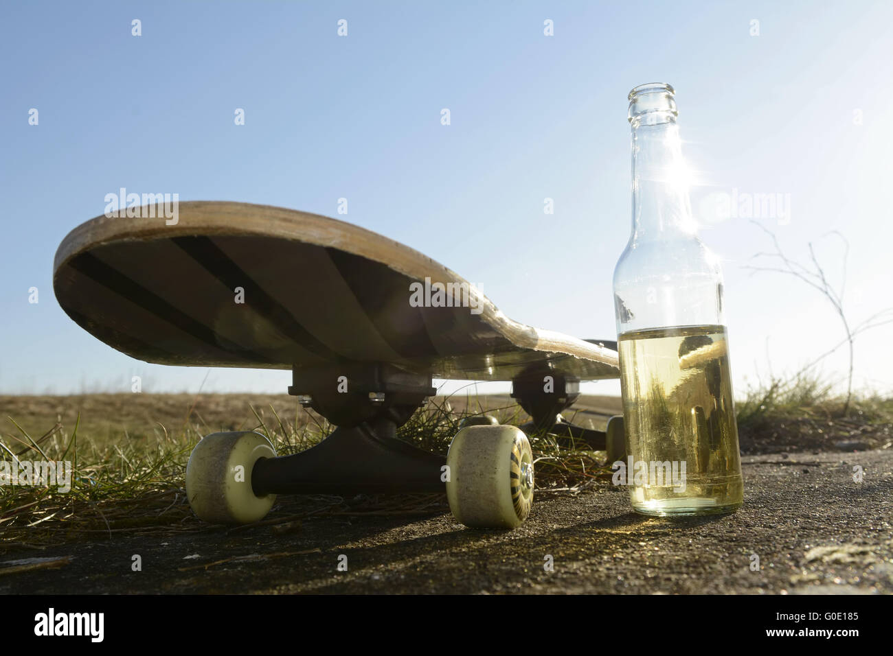 skateboard and beer Stock Photo - Alamy
