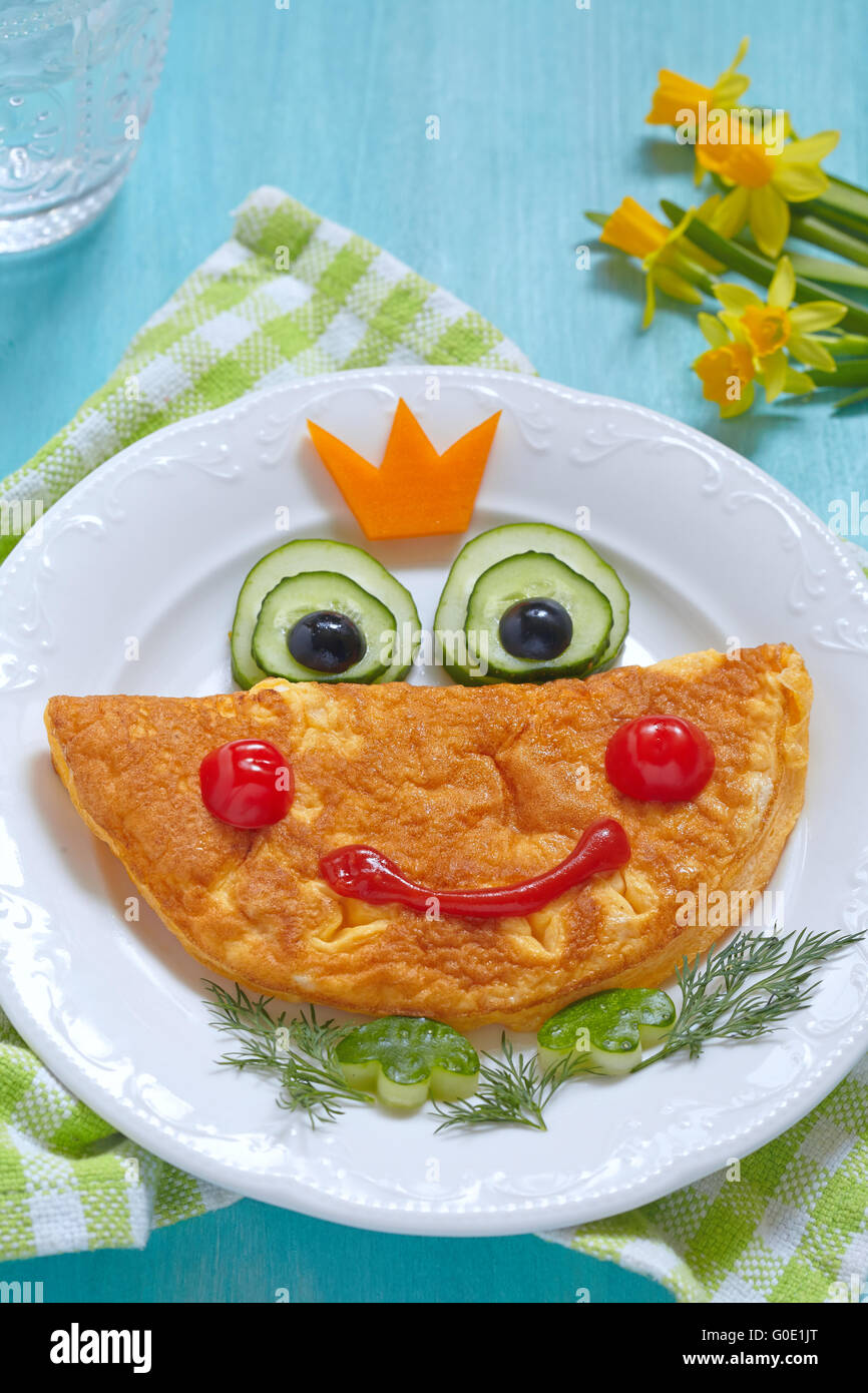 Breakfast for kids - frog princees omelette with vegetables Stock Photo ...