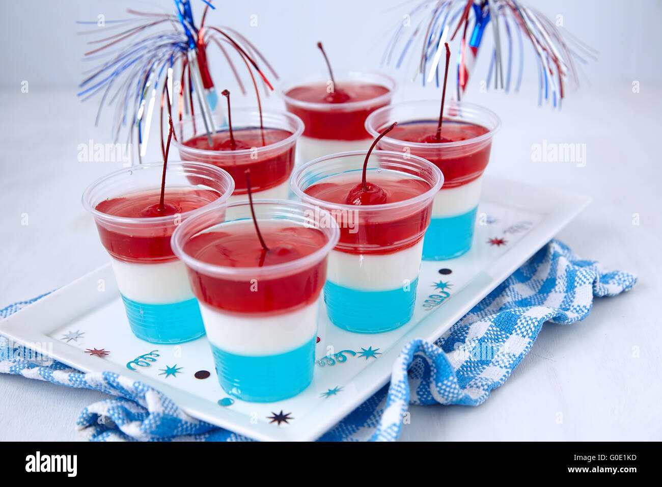 Striped firecracker jello shots for 4th july Stock Photo - Alamy