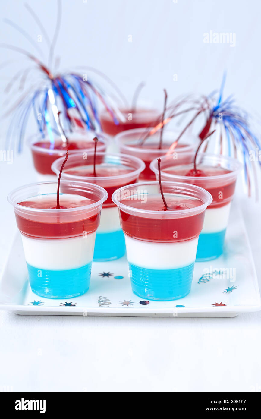 Striped firecracker jello shots for 4th july Stock Photo - Alamy