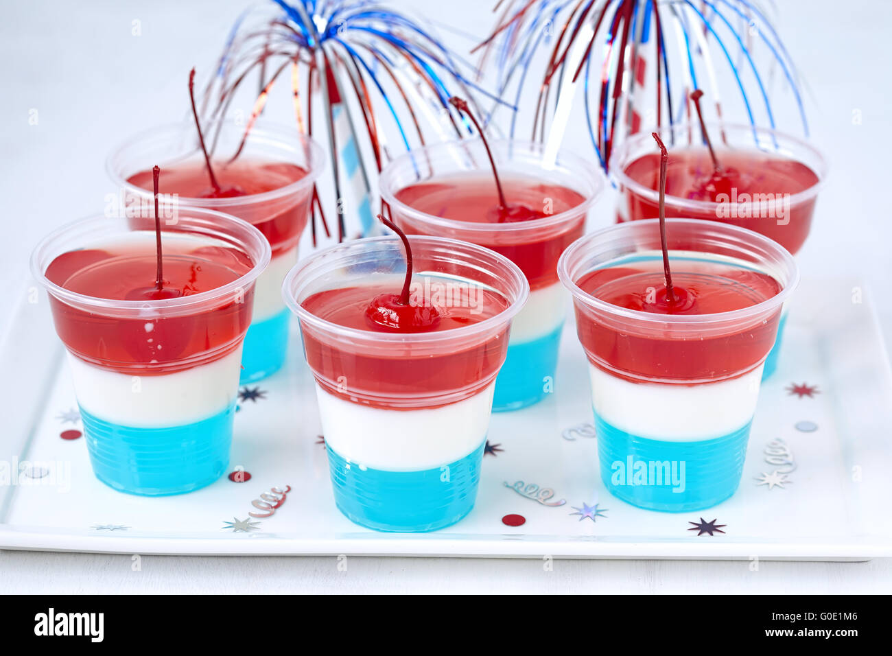 Striped firecracker jello shots for 4th july Stock Photo - Alamy