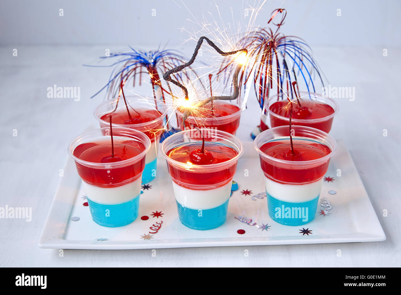 Striped firecracker jello shots for 4th july Stock Photo - Alamy