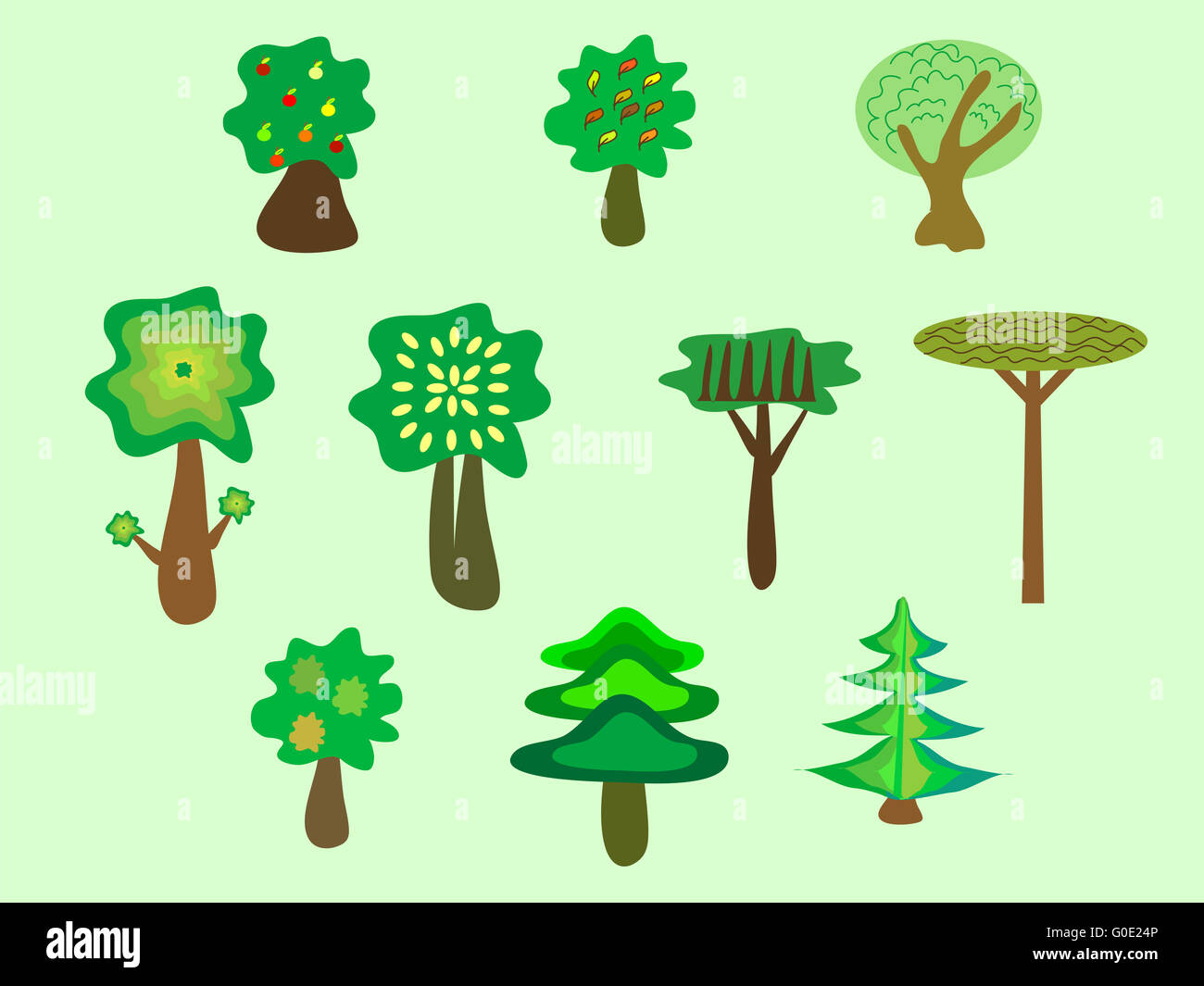 Trees ecology nature Park set Stock Photo - Alamy