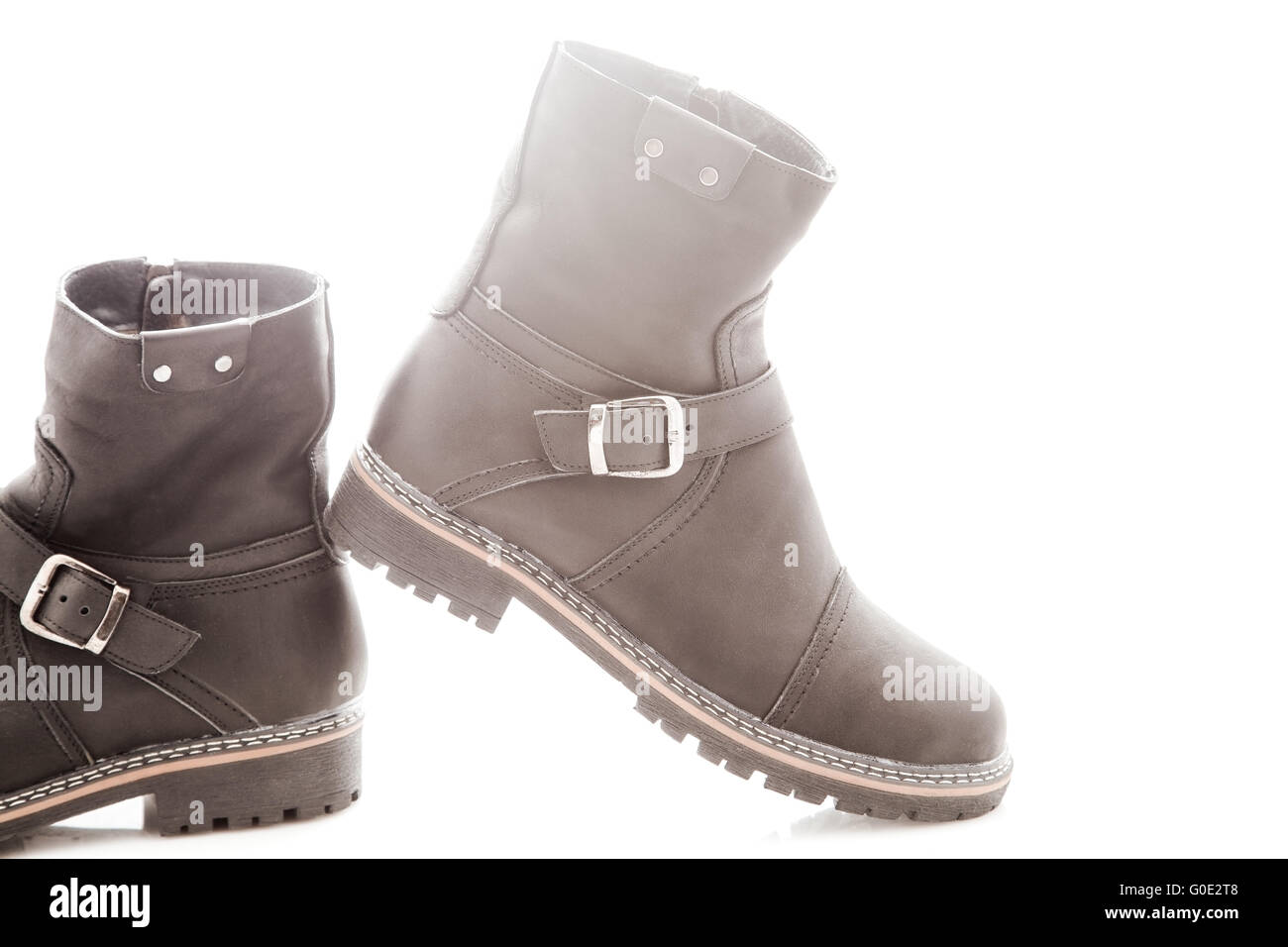 Black leather boots with buckle hi-res stock photography and images - Alamy