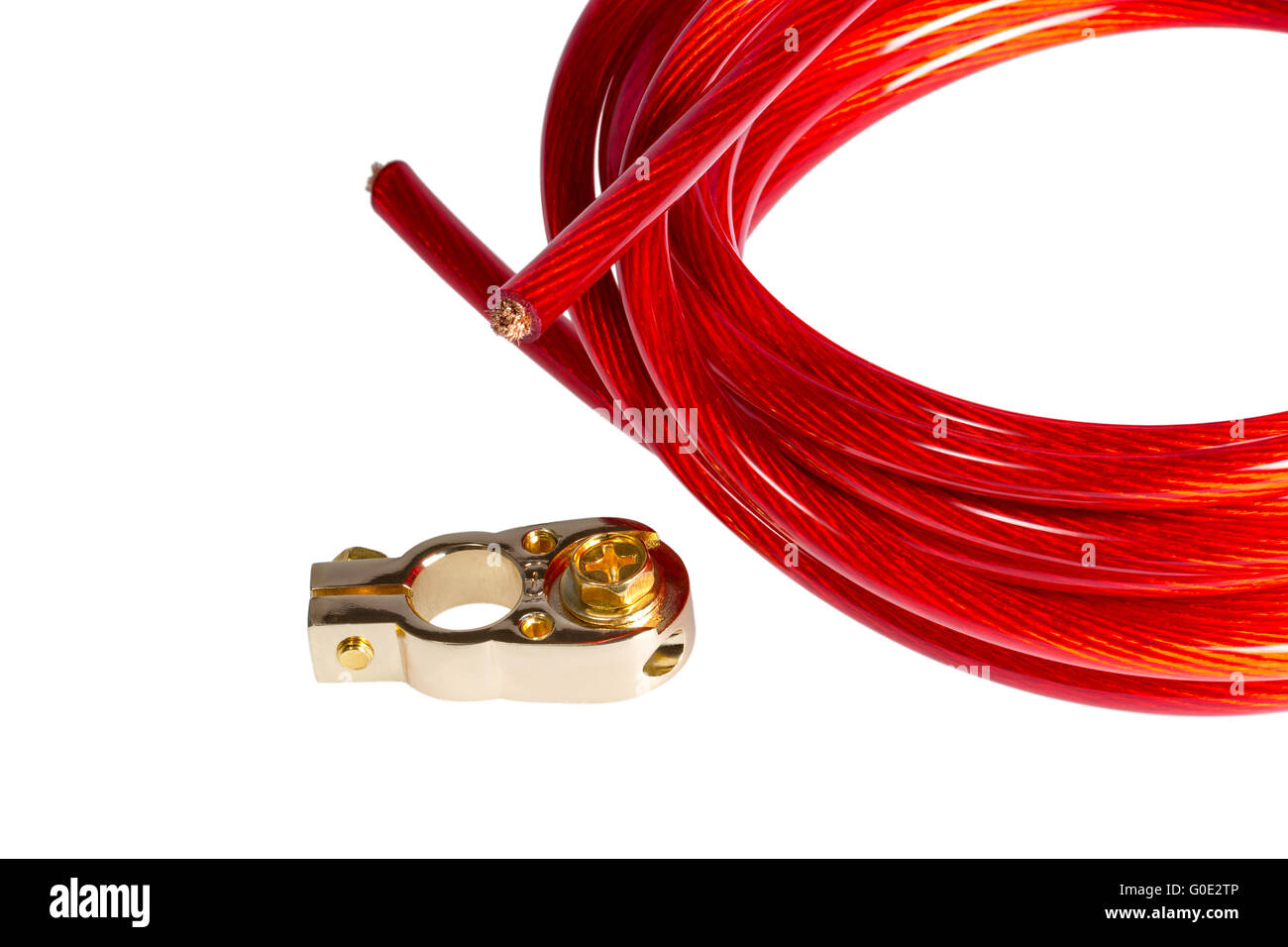Electricity power cable and positive contact Stock Photo - Alamy