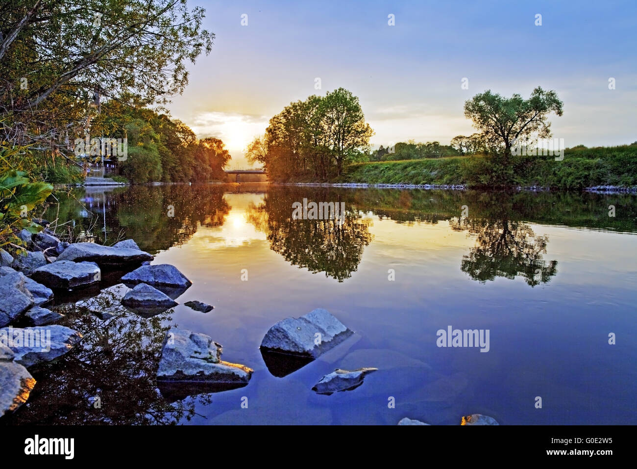 river Ruhr at sunset, Witten, Germany Stock Photo - Alamy