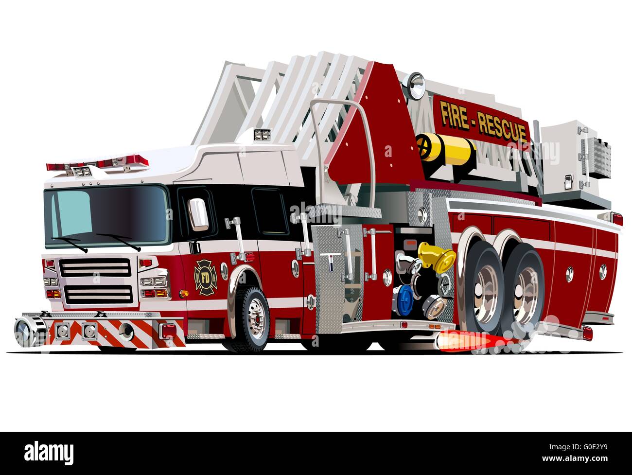 Cartoon Fire Truck Stock Photo - Alamy