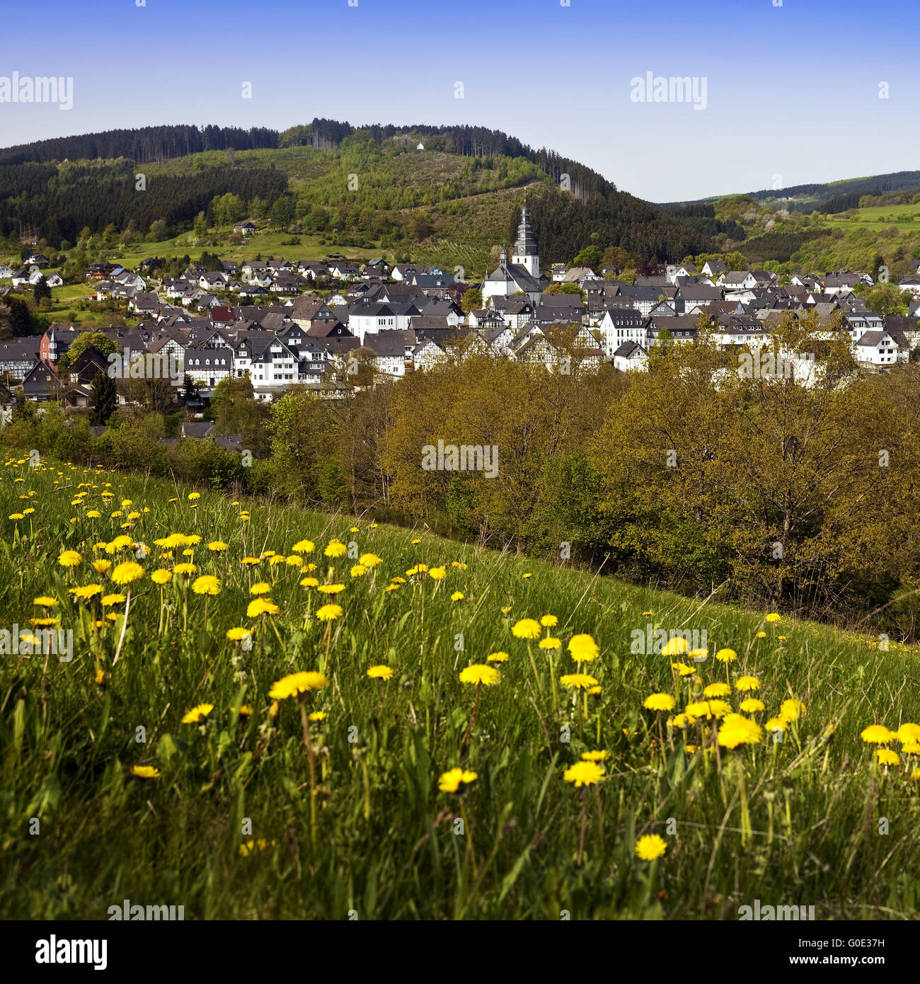 view to scenic village hallenberg in spring Stock Photo - Alamy