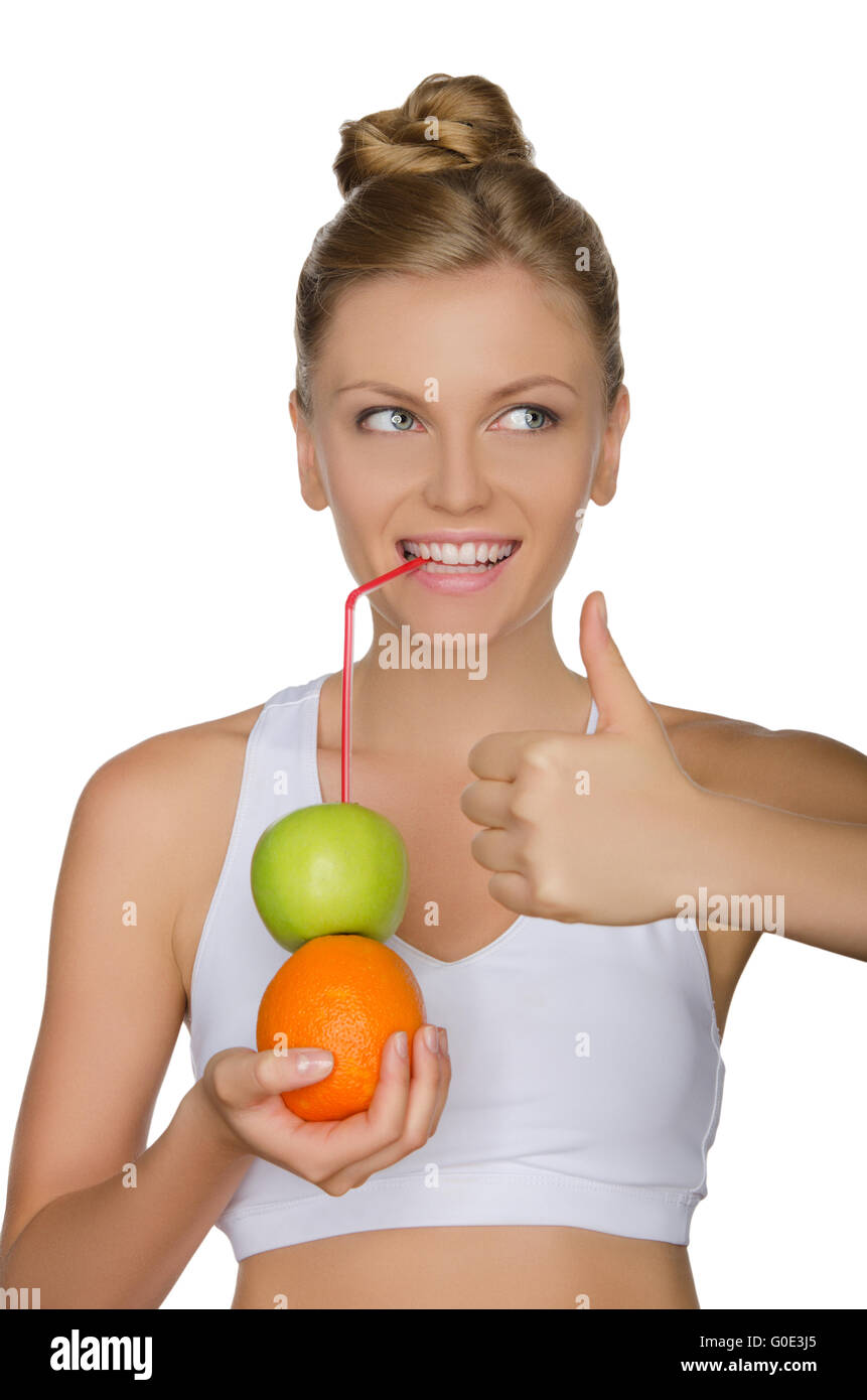 One woman drink orange juice hi-res stock photography and images - Alamy