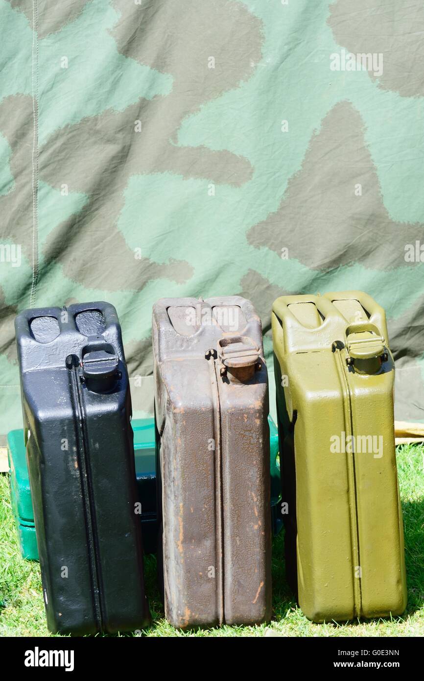 Vintage jerry cans Stock Photo - Alamy