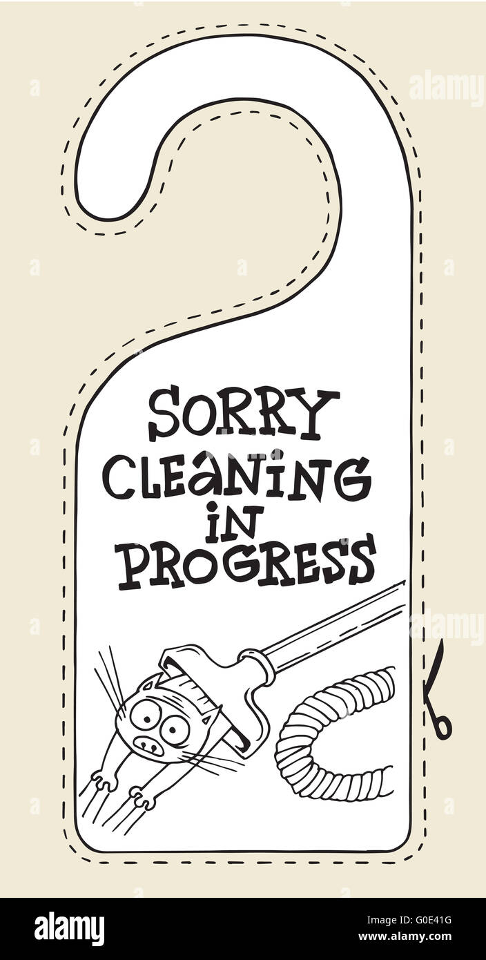 hotel sign cat sorry cleaning in progress Stock Photo - Alamy