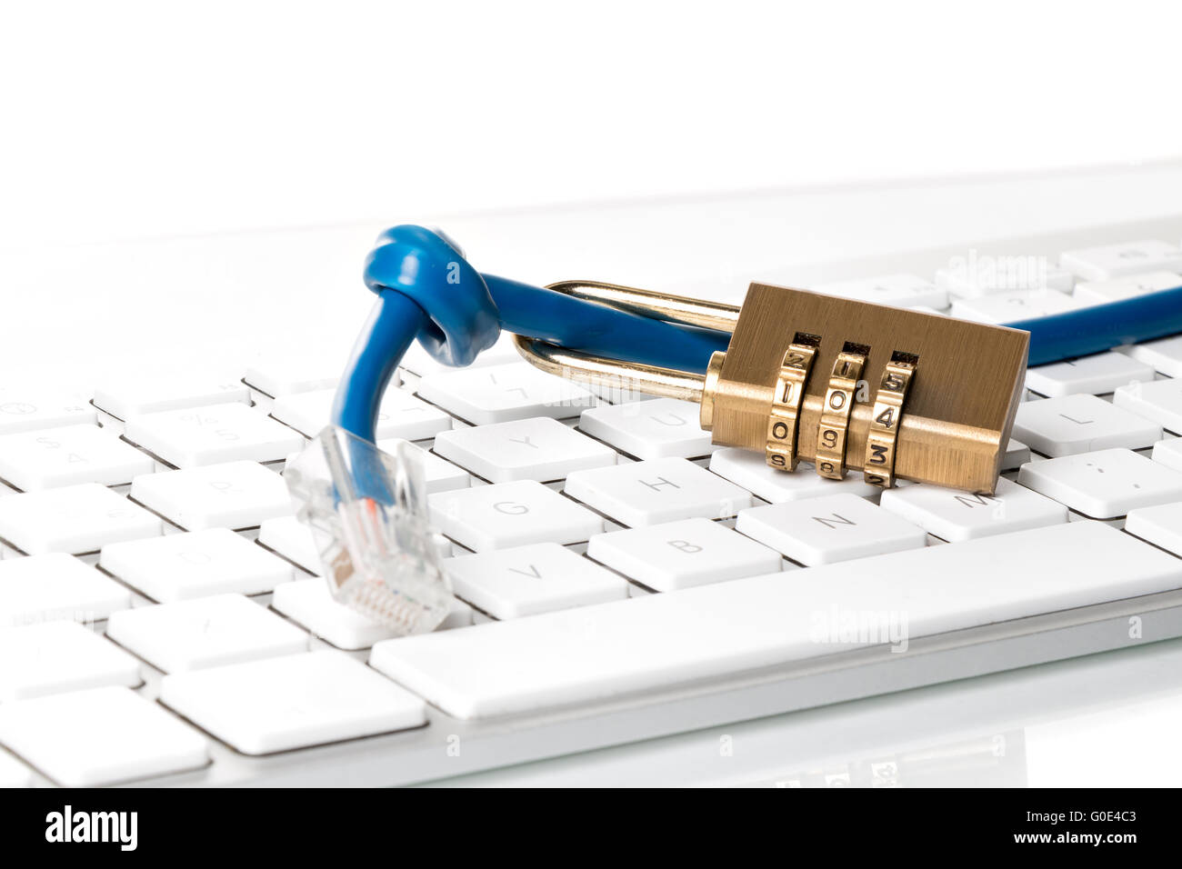 Data cable, combination lock and Computer Keyboard Stock Photo - Alamy