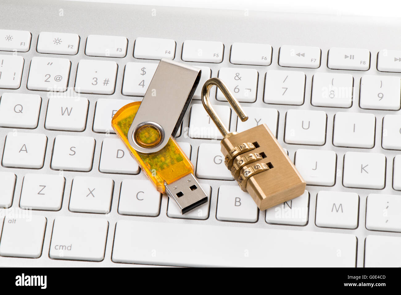 Data cable, combination lock and Computer Keyboard Stock Photo - Alamy
