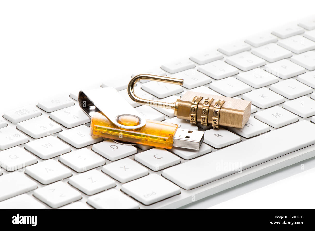 Data cable, combination lock and Computer Keyboard Stock Photo - Alamy