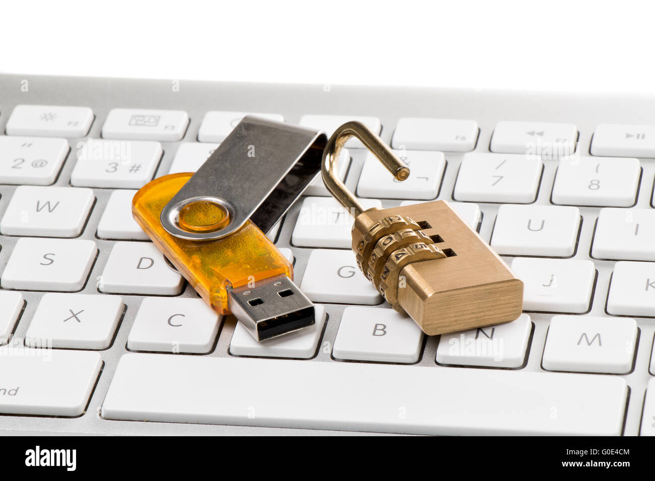 Data cable, combination lock and Computer Keyboard Stock Photo - Alamy
