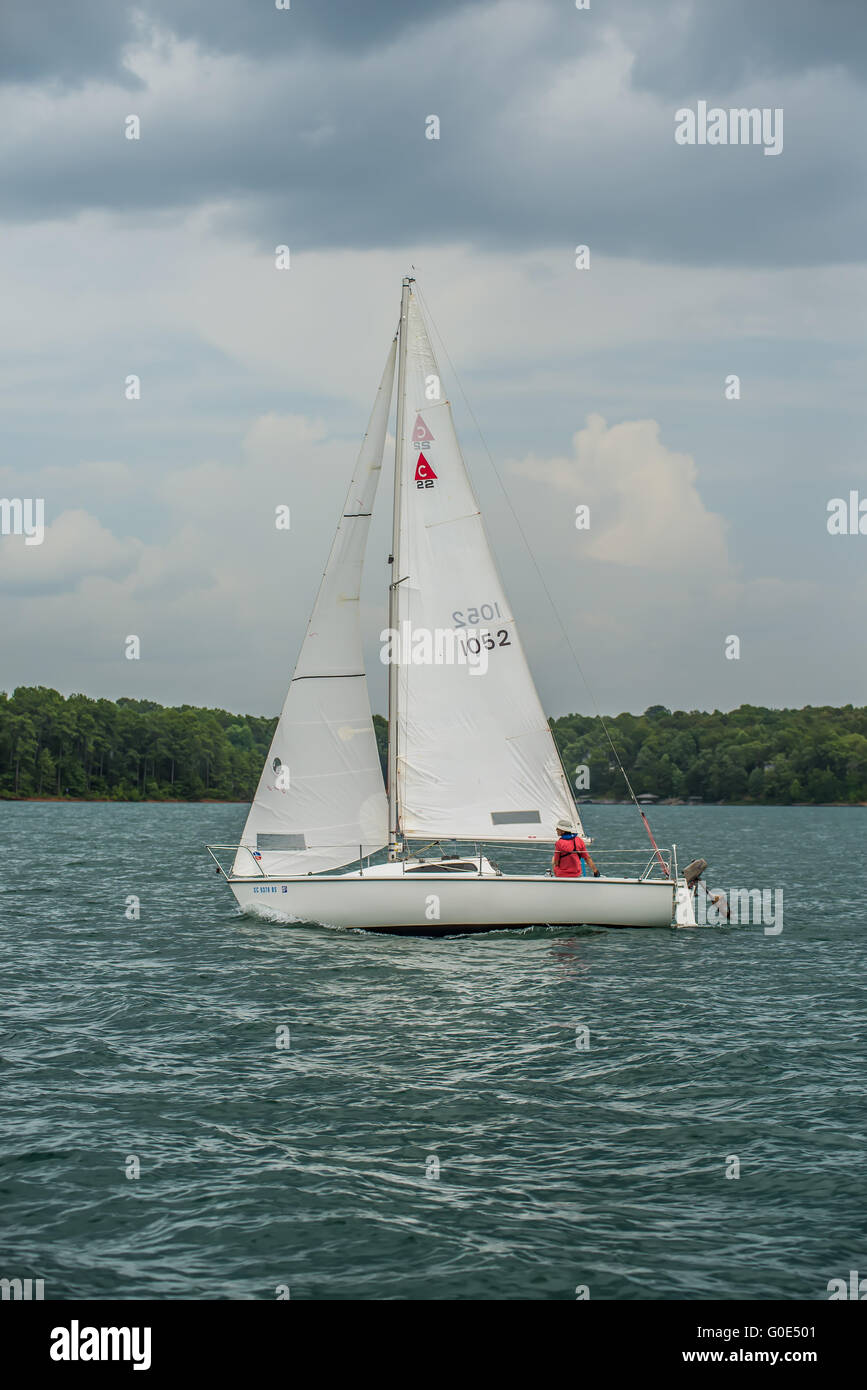 sail boat on large lake Stock Photo - Alamy