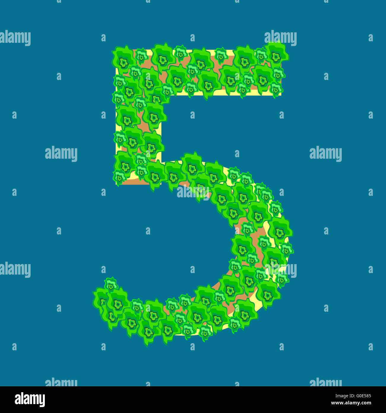 Figure number five 5 tropical island Stock Photo - Alamy