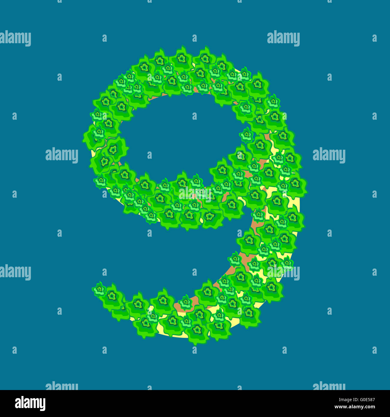 Number nine 9 tropical island Stock Photo - Alamy