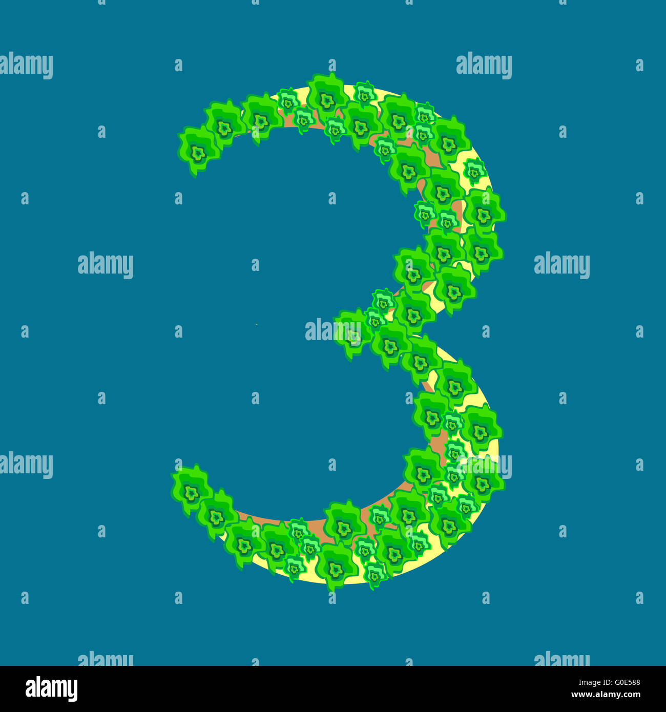 Figure number three 3 tropical island Stock Photo - Alamy