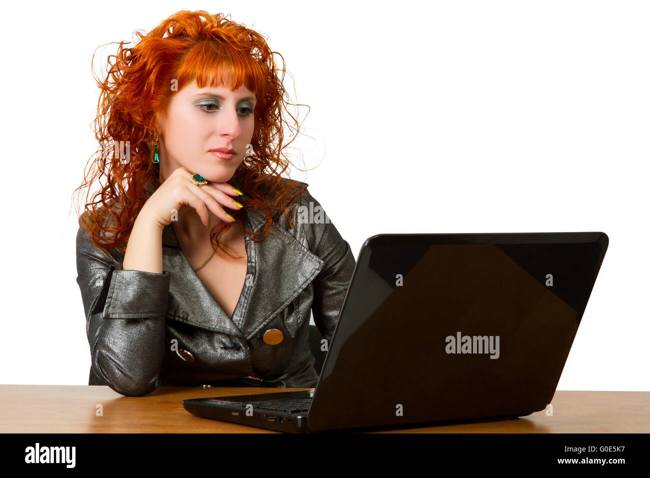 businesswoman using laptop computer Stock Photo - Alamy