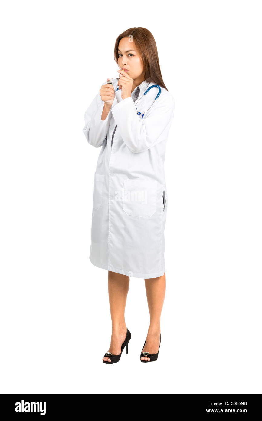 Woman doctor smoking Cut Out Stock Images & Pictures - Alamy