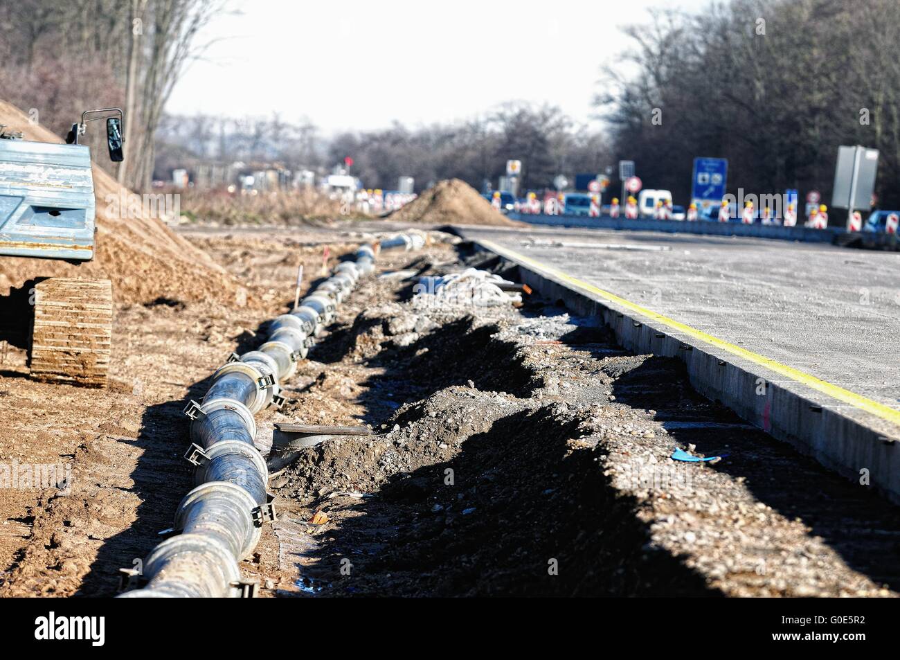Construction site water line Stock Photo - Alamy