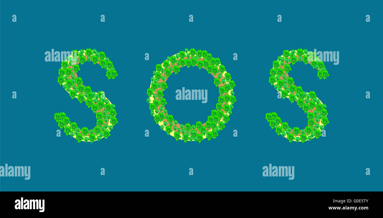 sos text tropical island Stock Photo - Alamy