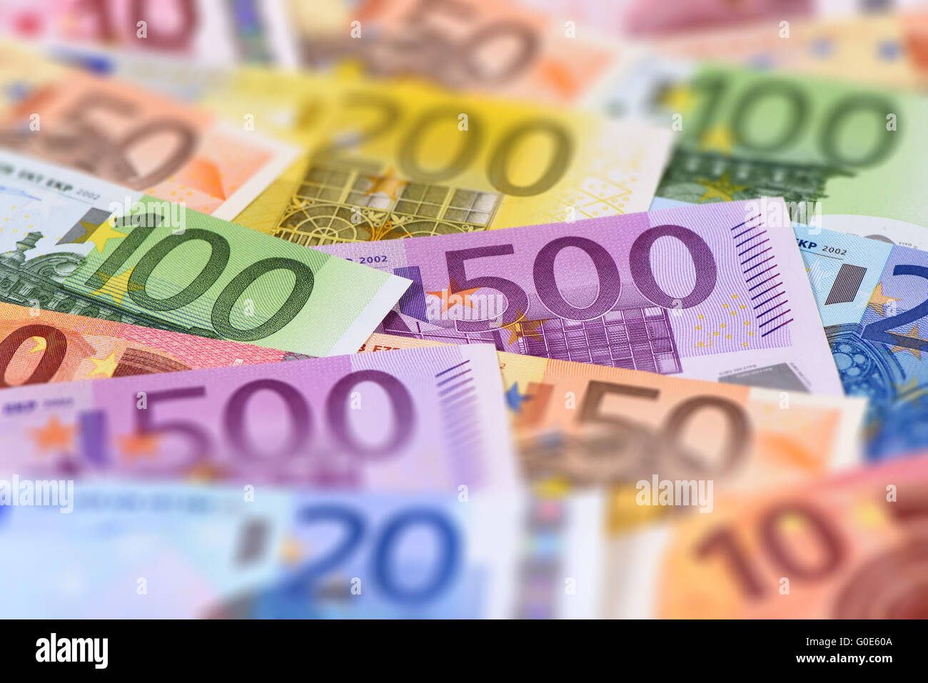 group of all Euro banknotes Stock Photo - Alamy