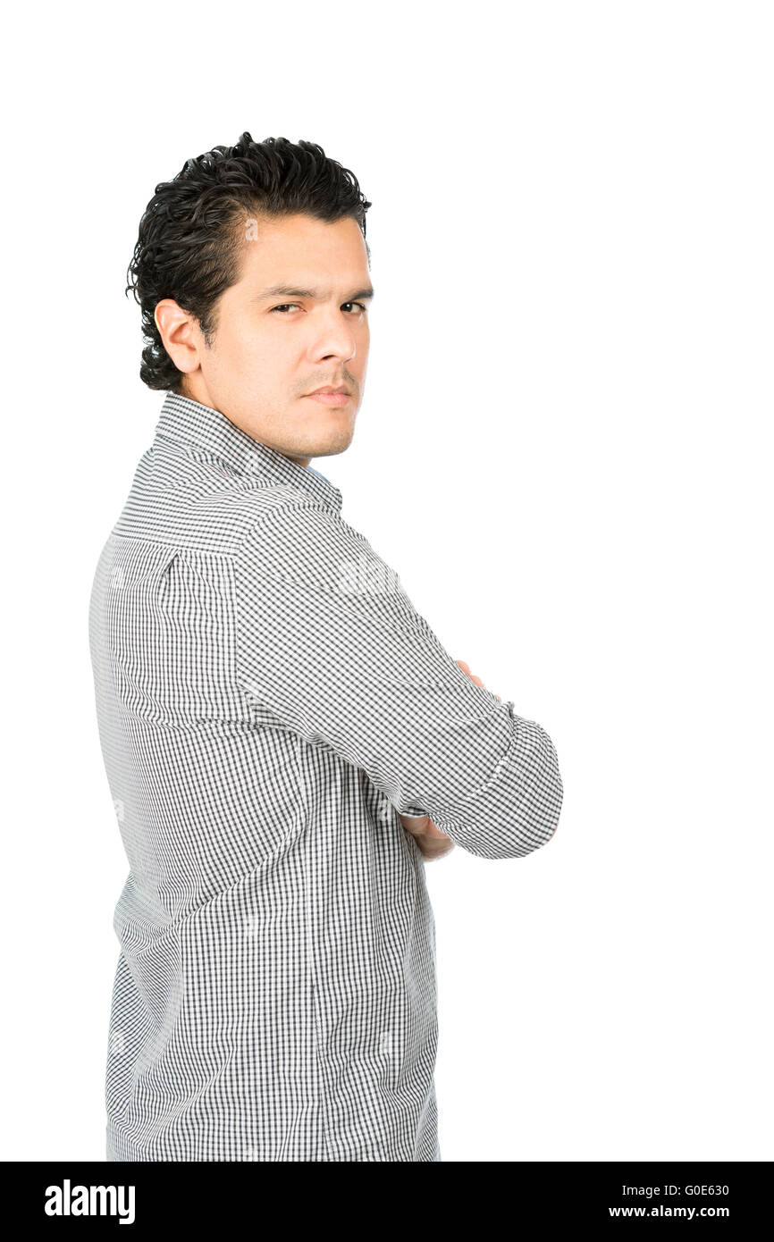 Angry Disappointed Latino Man Back Turned Half V Stock Photo - Alamy