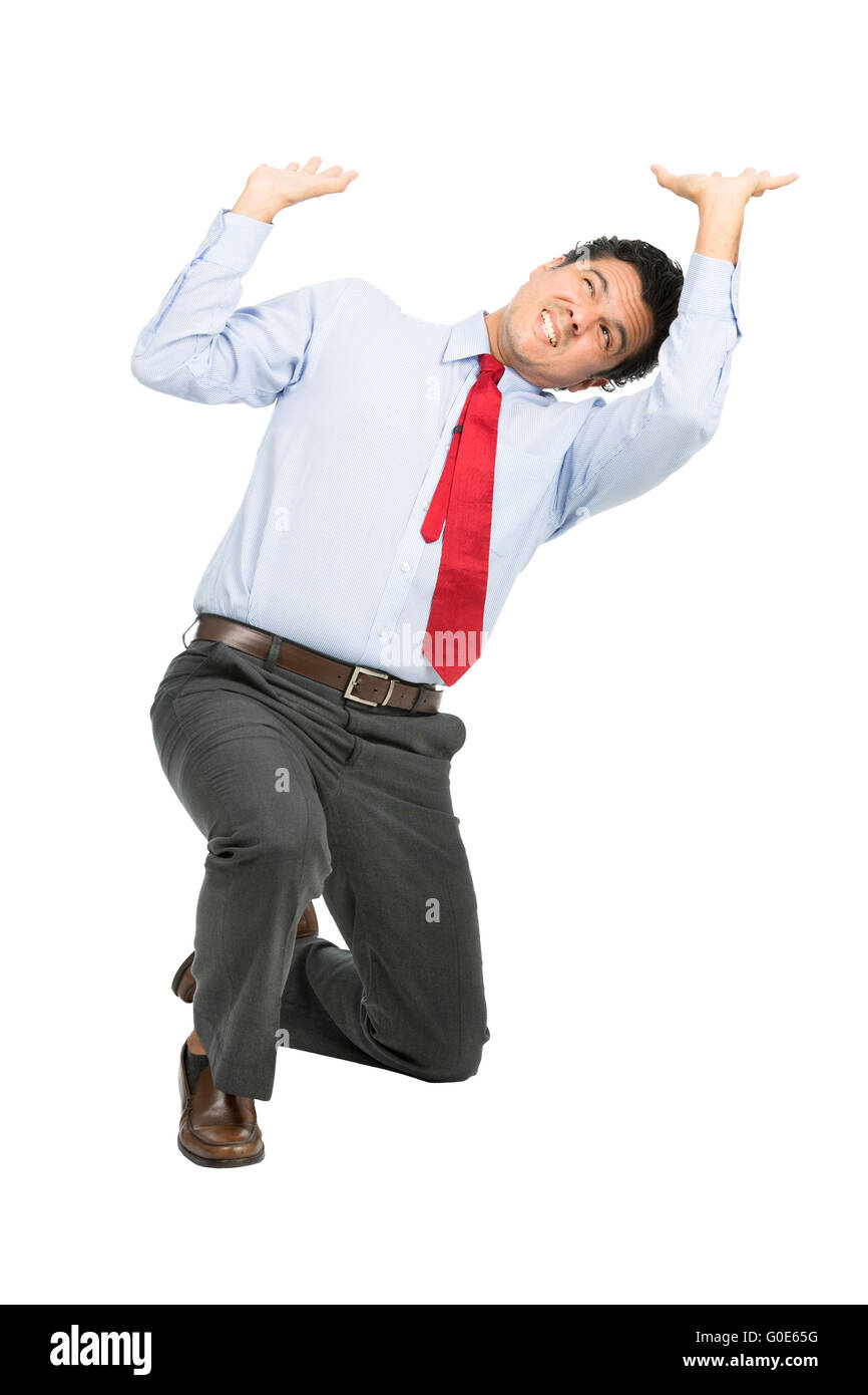 Latino Businessman Under Heavy Pressure Pushing Stock Photo - Alamy