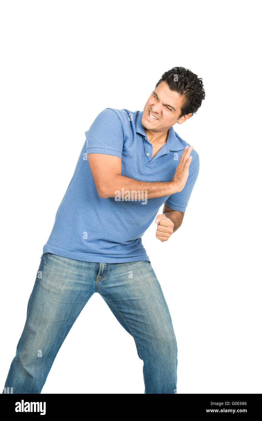 Man Body Weight Pushing Against Side Object Stock Photo - Alamy