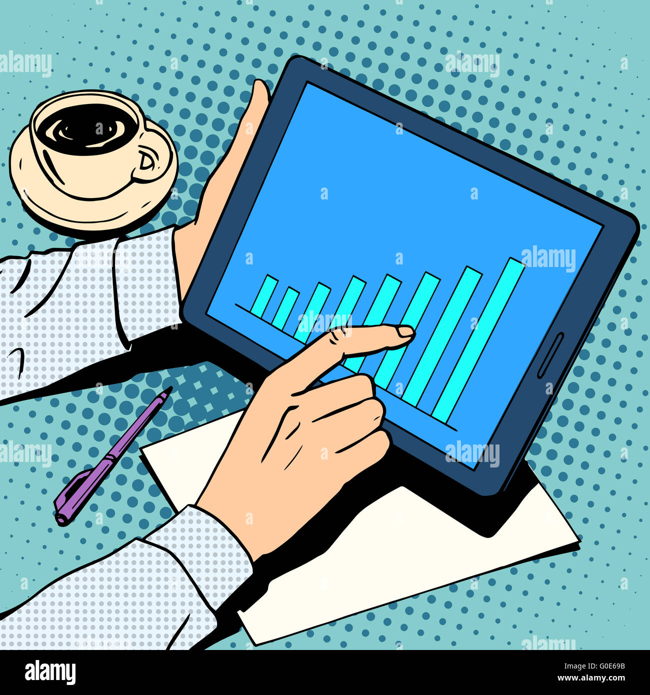 business concept businessman schedule growth tablet lunch Stock Photo ...