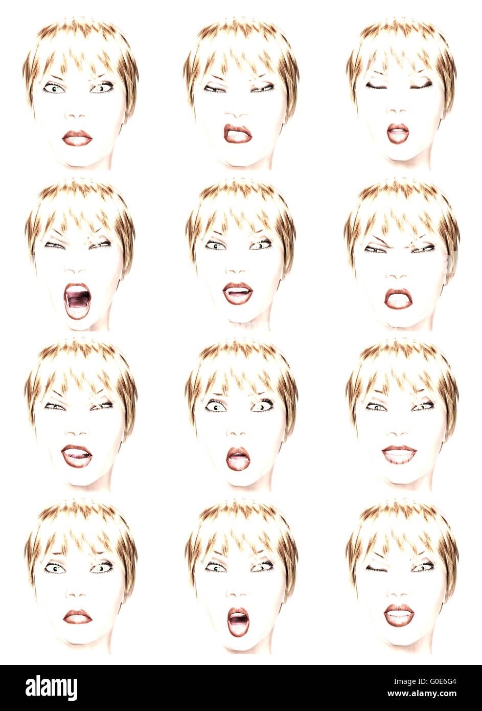 Digital Illustration of facial Expressions Stock Photo - Alamy