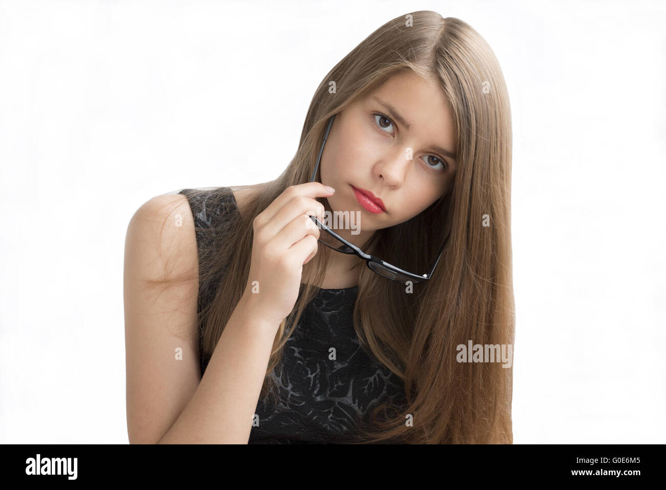 Teenage girl with glasses Stock Photo - Alamy