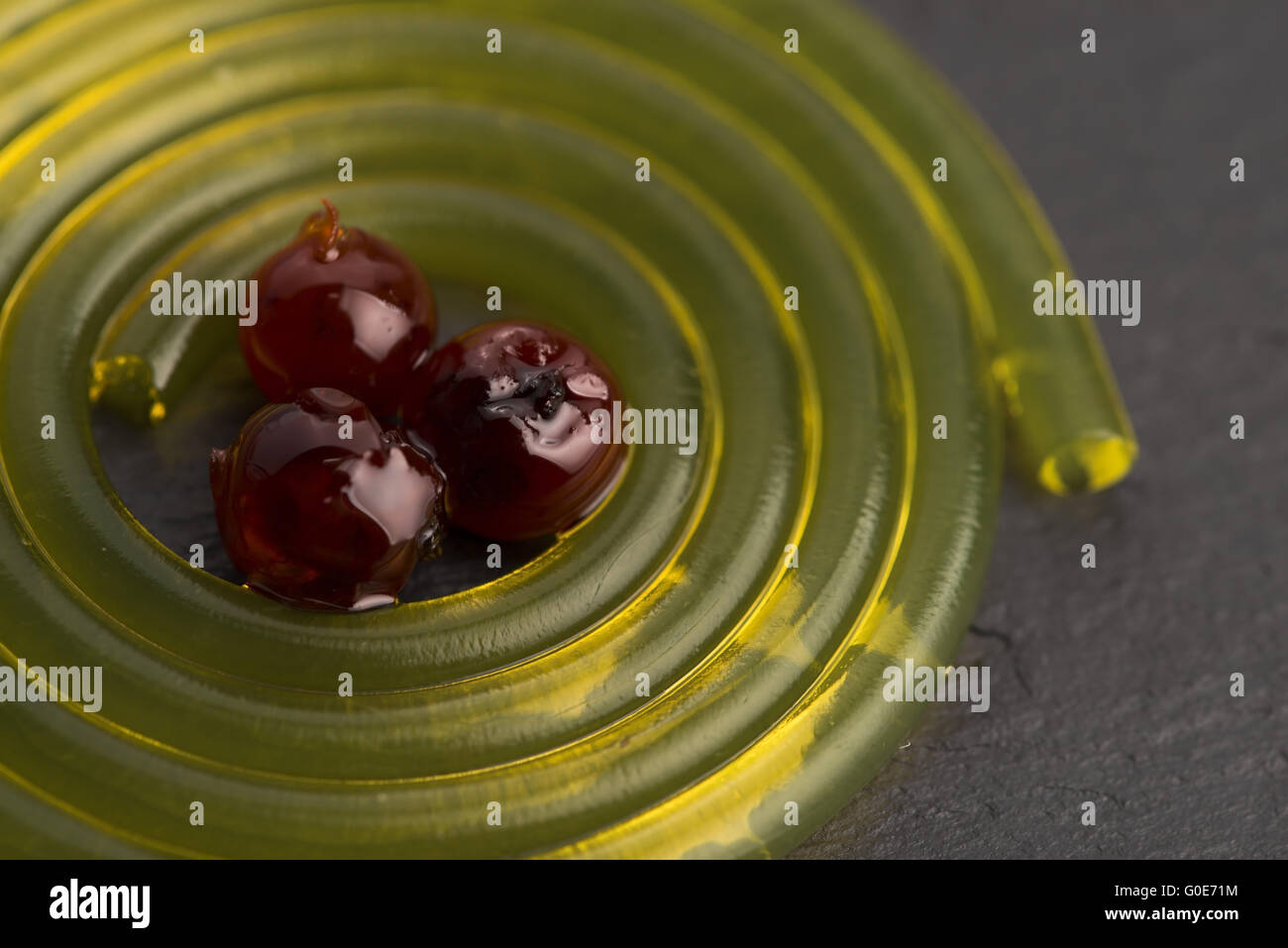 molecular fruit spaghetti with rowan in syrup Stock Photo - Alamy
