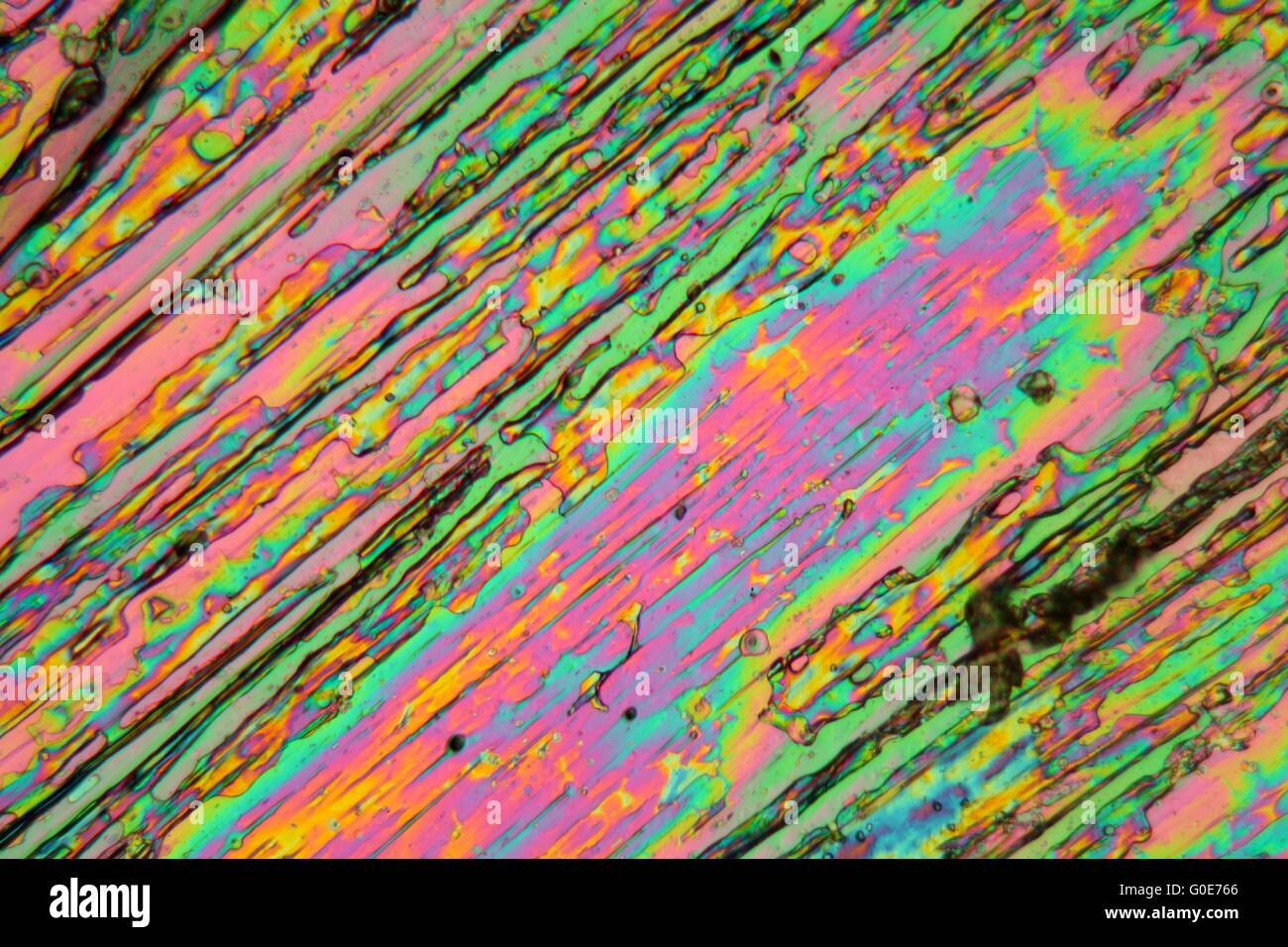 Urea crystals under the microscope and in polarized light Stock Photo ...