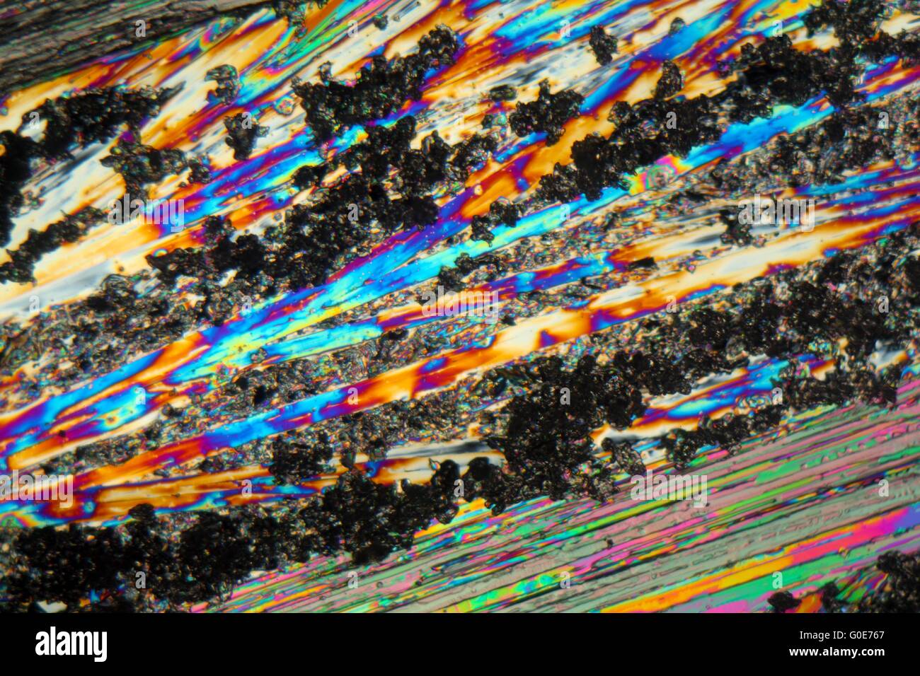 Urea crystals under the microscope and in polarized light Stock Photo ...