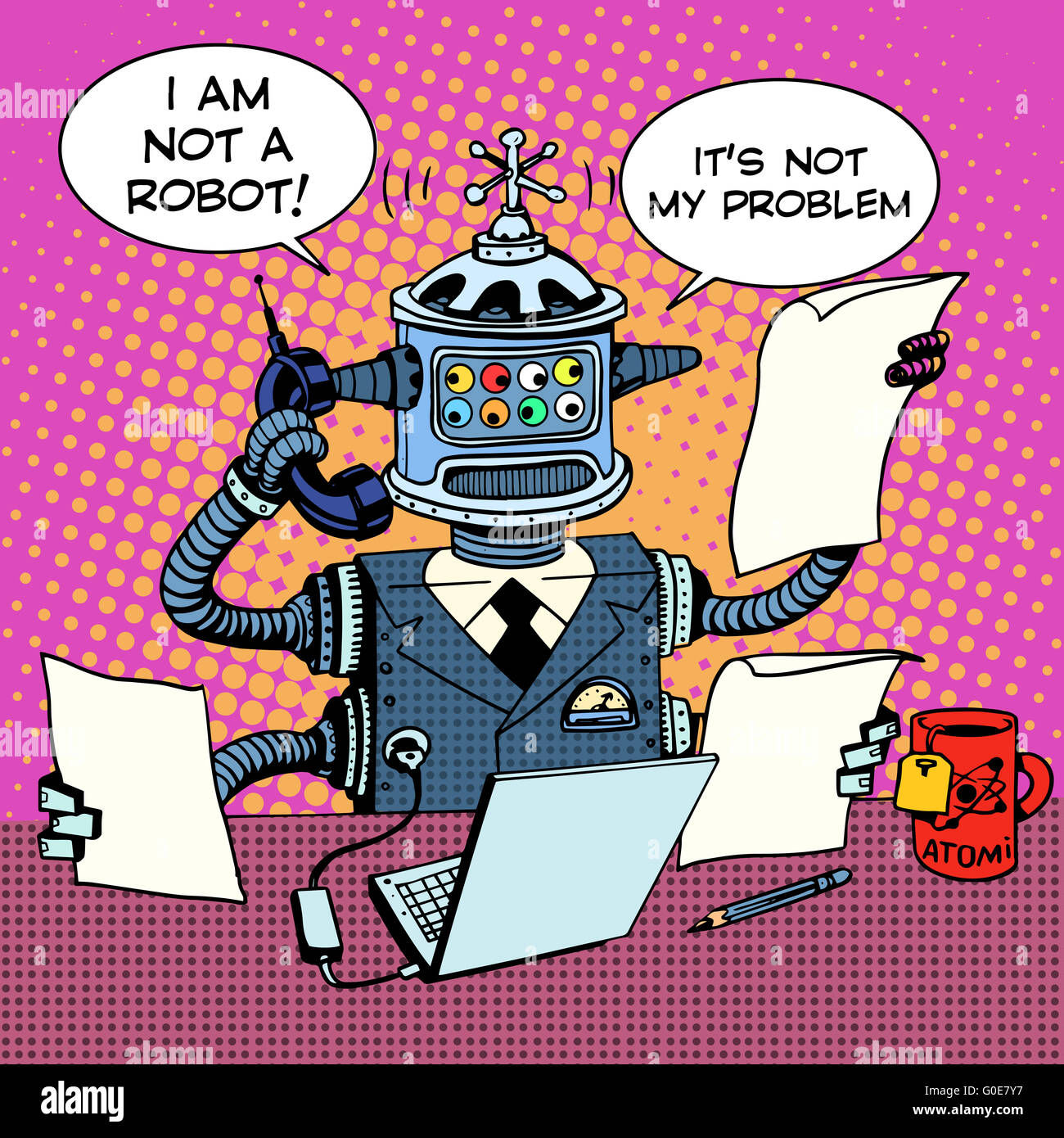 Robot Secretary on the phone business concept Stock Photo - Alamy