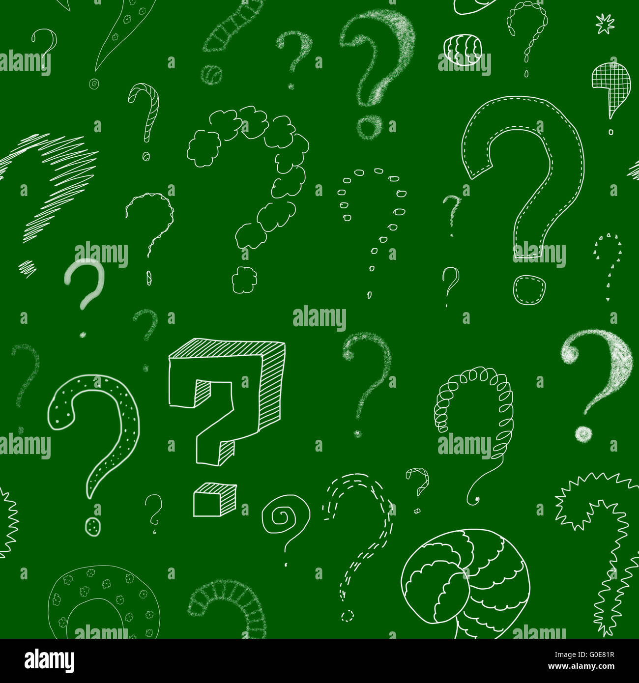 lots of question marks on green board, seamless pattern Stock Photo - Alamy